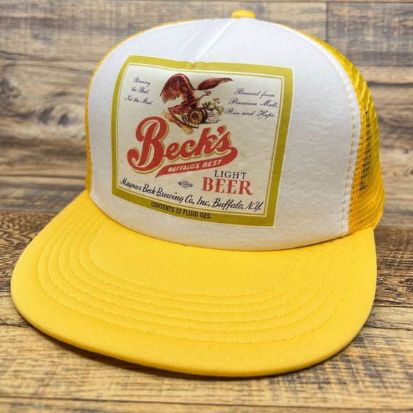 Unbranded | Accessories | Vintage Becks Beer Mens Trucker Hat Gold ...